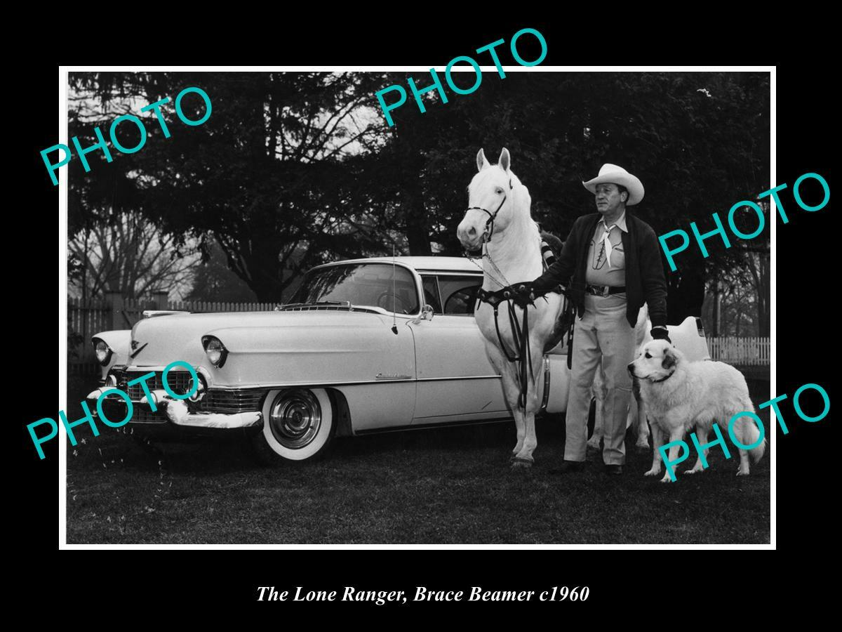 8x6 HISTORIC PHOTO OF BRACE BEEMER AS THE LONE RANGER WITH SILVER & CAR ...