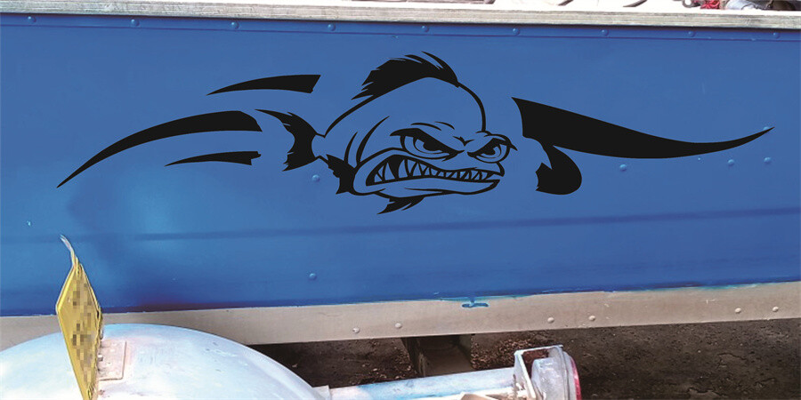 1 Pair Fish Boat Stickers Decal Vinyl Art Pattern Cruise Body Decals ...