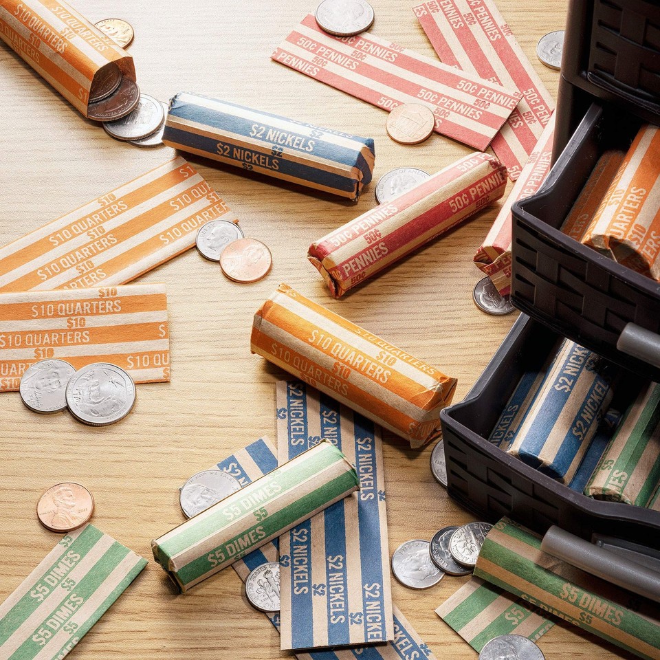 Kraft Coin Wrappers 1000 Count 50 Rolls of 1 Denomination Coin Sorting ...