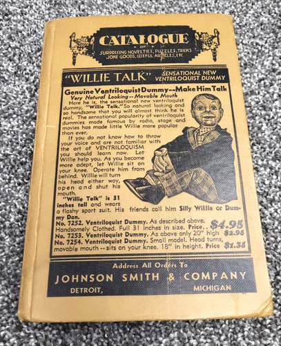 1938 JOHNSON SMITH & COMPANY HARDBACK COVER CATALOG TOY BOOK KILLER ...