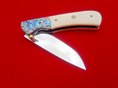 CUSTOM FOLDING KNIFE ATS 4034 STEEL Handmade Ostrich tibia Crafts ...