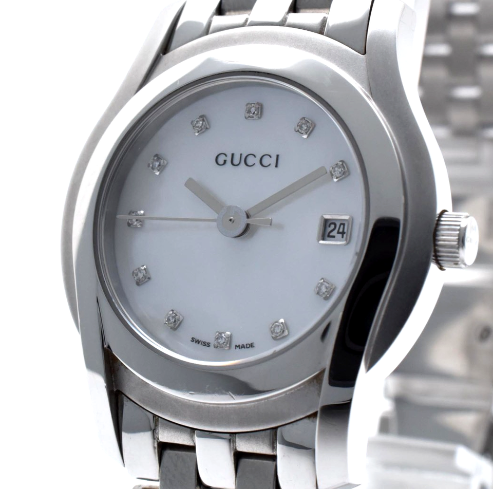 Orologio Vintage [N MINT] Gucci 5500L 11P Diamond White Shell Donna Qz ...