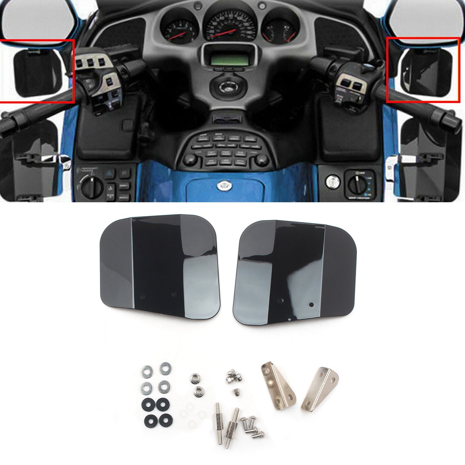 Air Wing Deflector Mirror Mount Kit For 2001-17 Black Honda Goldwing ...