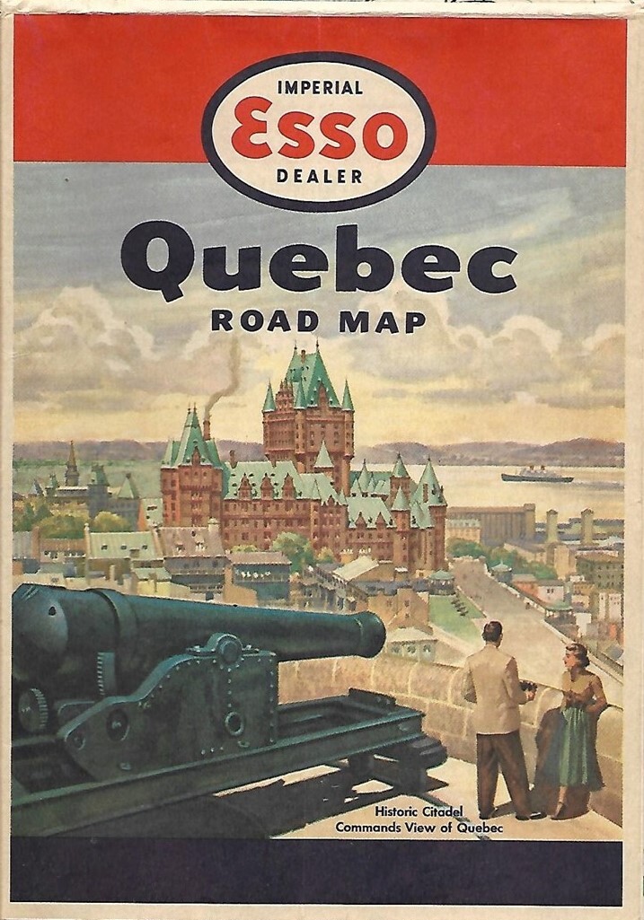 1950 IMPERIAL OIL ESSO Road Map QUEBEC Hotel Frontenac Citadel Montreal ...