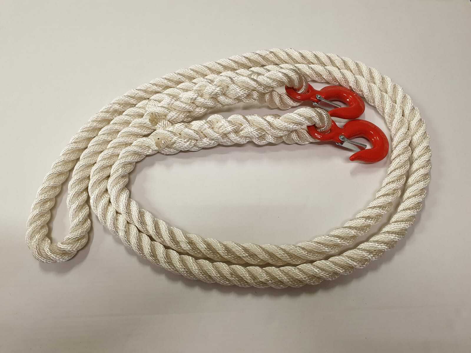 24mm Nylon 12 Tonne Tow Rope - 10Mtrs Long - 4x4 Recovery Rope - Hook ...