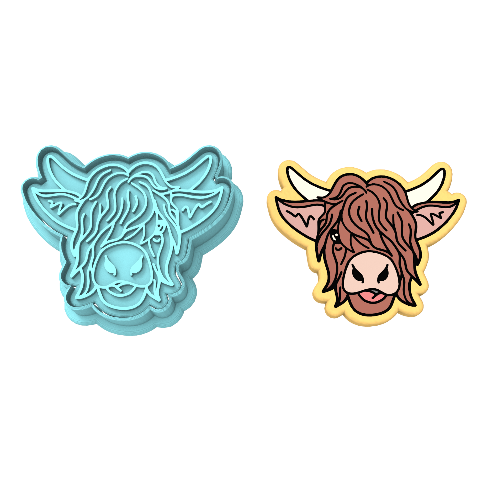 Highland Cow Cookie Cutter & Stamp | Barnyard Animal Cows Furry Farm ...