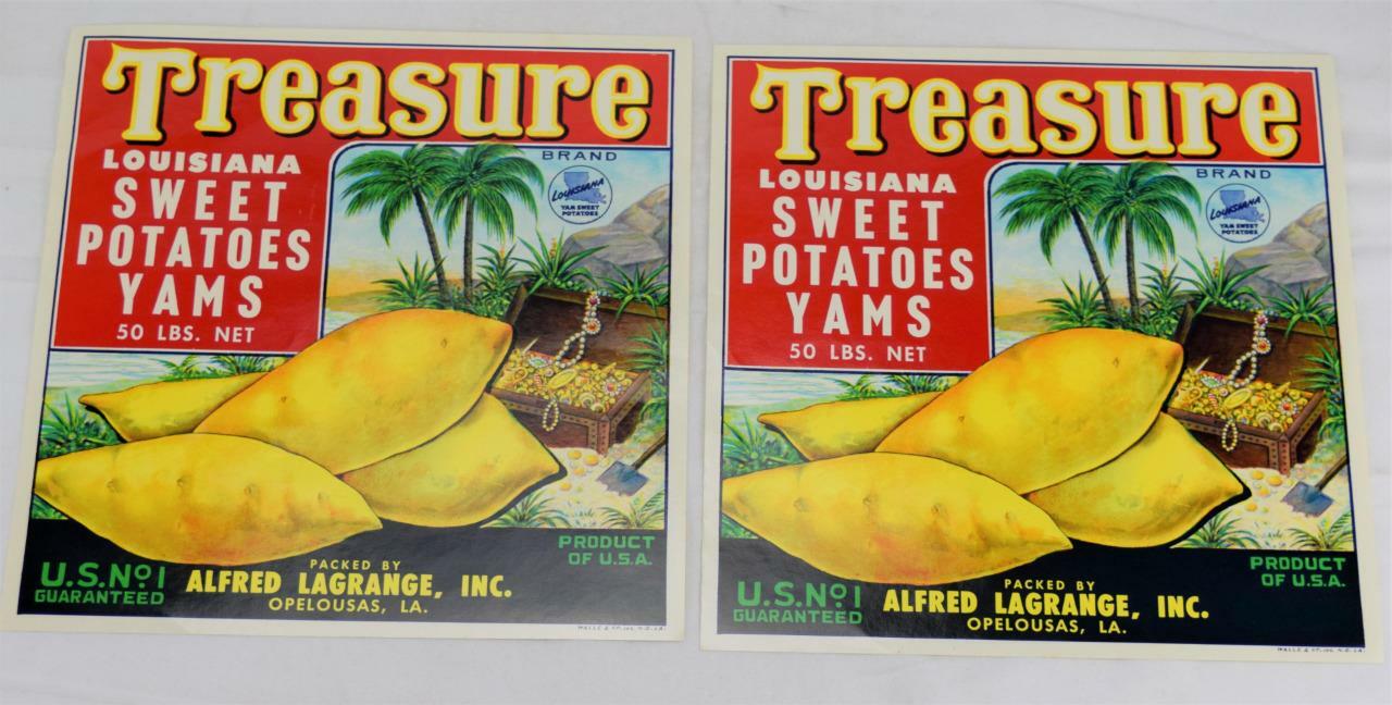 NOS Treasure Brand Louisiana Sweet Potatoes Yams Crate Label Alfred ...