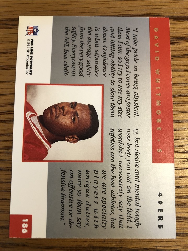 David Whitmore 1991 Pro Line Portraits 49ers Card #186 *6438* | eBay