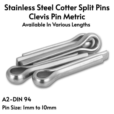 Stainless Steel Cotter Split Pins 1mm up to 10mm - A2 - DIN 94 Clevis ...