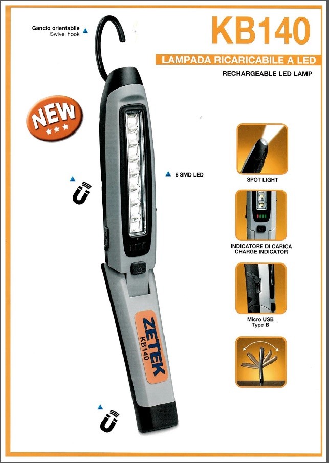 ZETEK by ZECA KB140 LAMPADA A LED RICARICABILE NUOVO PRODOTTO ...