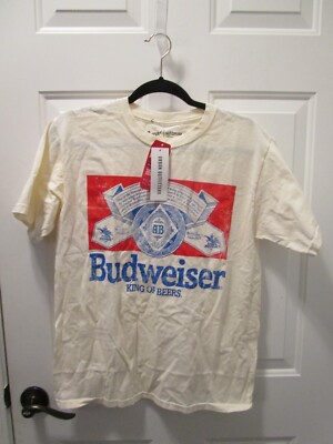 URBAN OUTFITTERS BUDWEISER KING OF BEERS IVORY RETRO T-SHIRT SIZE ...
