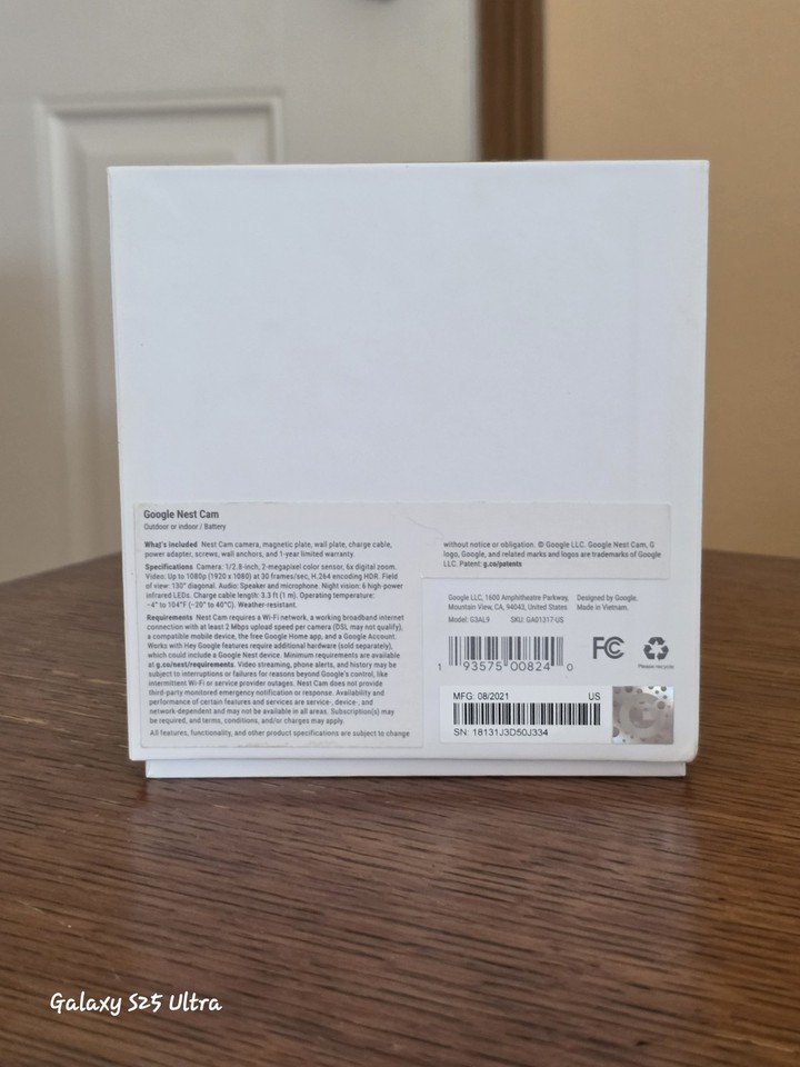 New Google Nest Cam Indoor/Outdoor Wire Free Security Camera Snow GA01317-US | eBay