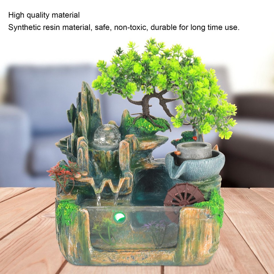Tabletop Fountain Small Rockery Waterwheel Desktop Fish Container ...