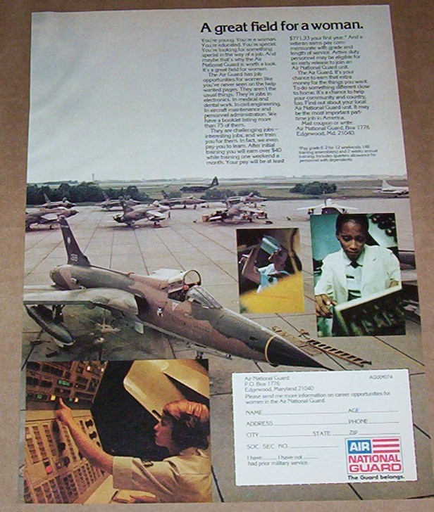 1974 ad page - Air National Guard women career jobs military PRINT ...