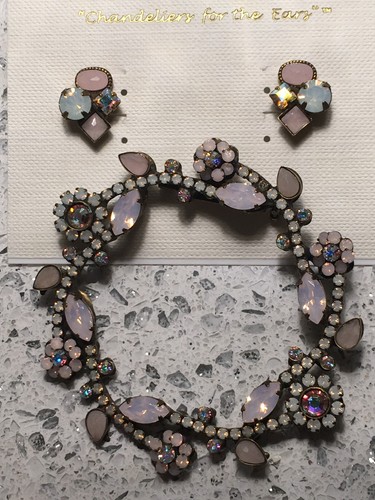 Signed Sorrelli Pin Brooch Pretty in Pink Circle Pin and Earrings with ...