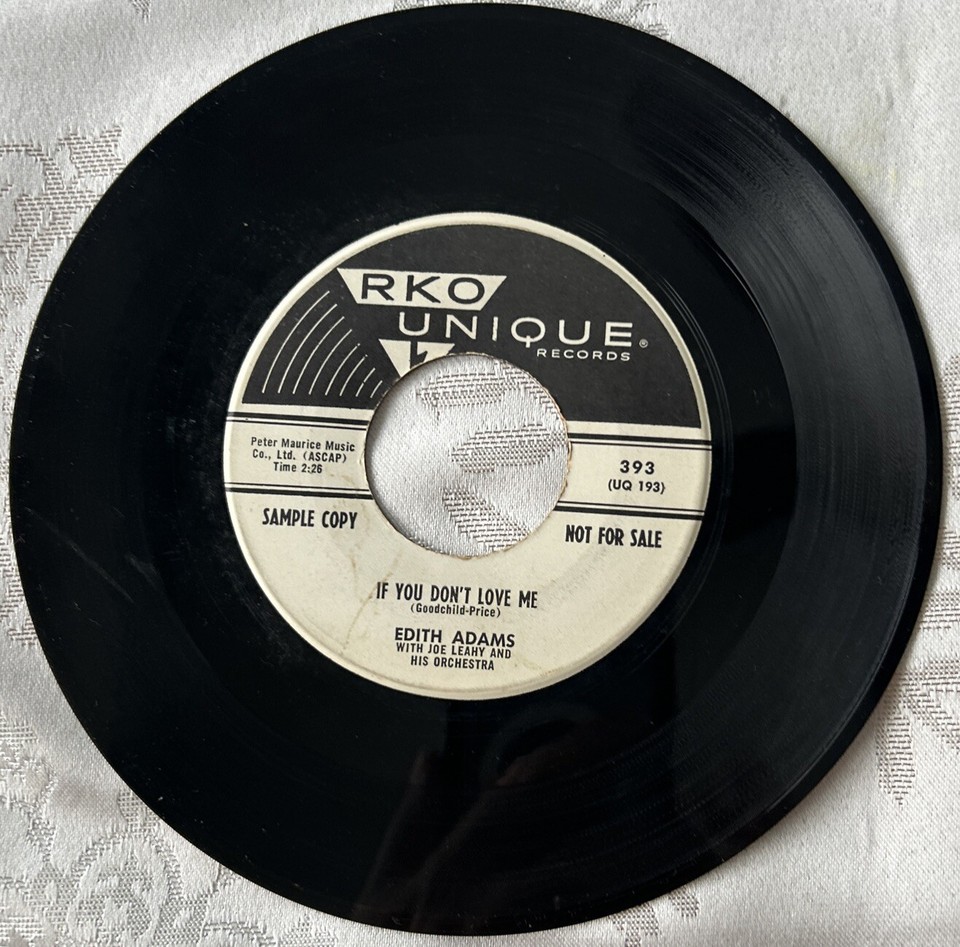 Obscure Label 1957 Promo-Edith Adams-"If You Don't Love Me" (RKO Unique ...