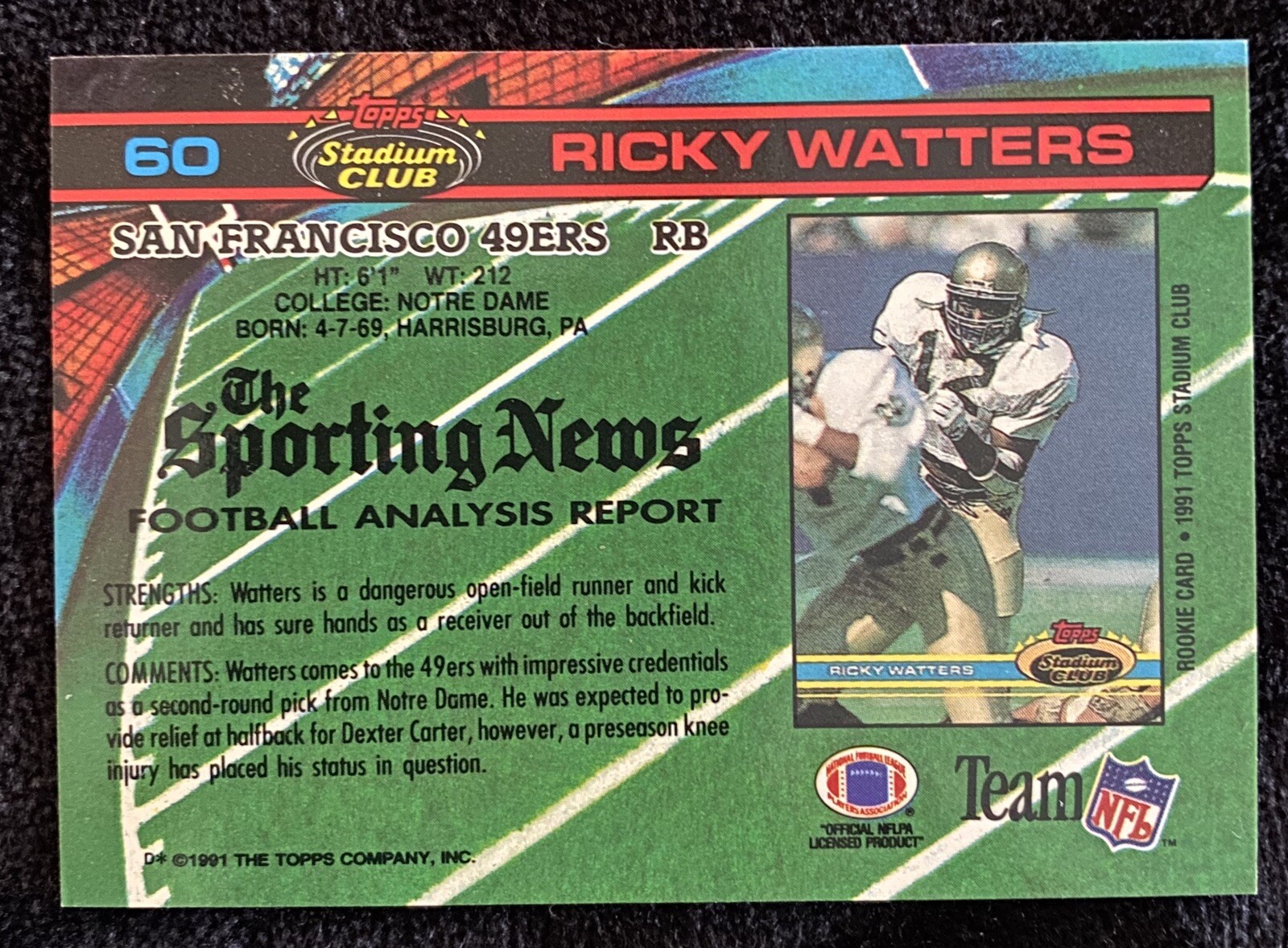 1991 Topps Stadium Club - Ricky Watters #60 (RC) for sale online | eBay
