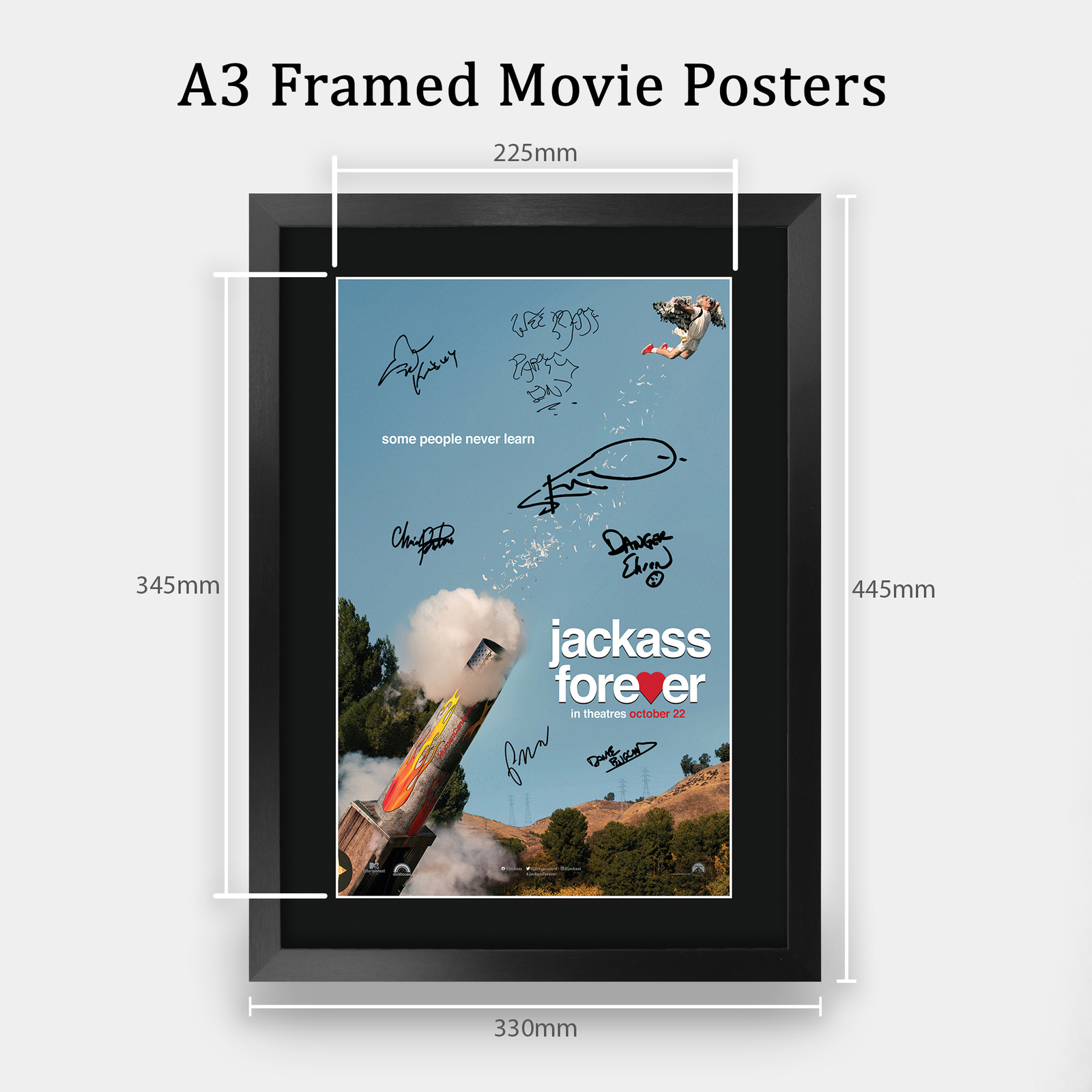 Jackass Forever Excellent Gift Idea Printed A3 Framed Poster Signed a ...