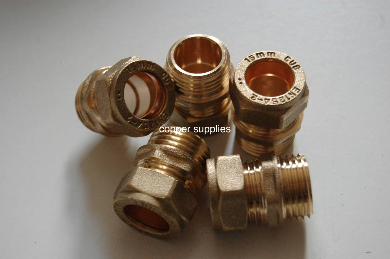 15MM COMPRESSION X 1/2 INCH BSP MALE IRON ADAPTOR/COUPLER/BRASS FITTING ...