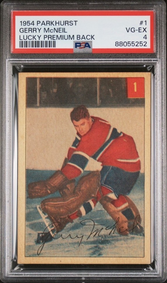 1954 Parkhurst #1 Gerry McNeil PSA 4 VG-EX RARE Premium Back Montreal ...