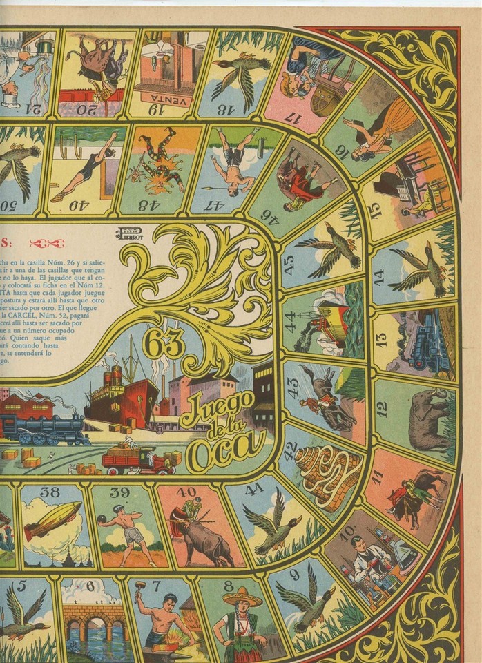 Pierrot Game of the Goose Colorful Board Game in 1920's | eBay