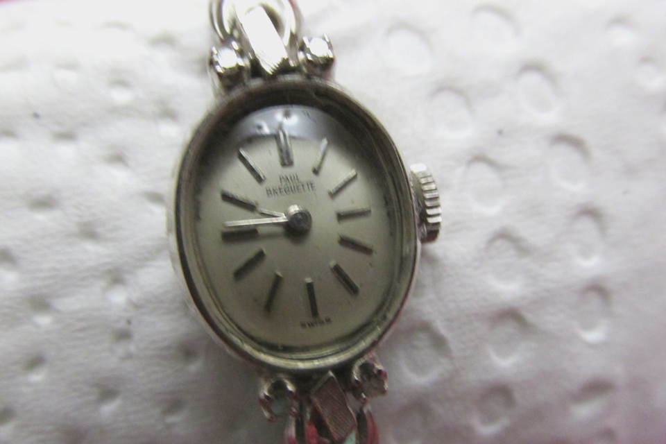 Vintage PAUL BREQUETTE 14k with 4 Diamonds 17 jewel Wrist Watch Runs | eBay