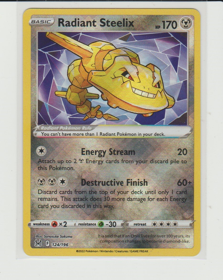Radiant Steelix Holo Rare Pokemon Card Lost Origin 124/196 | eBay