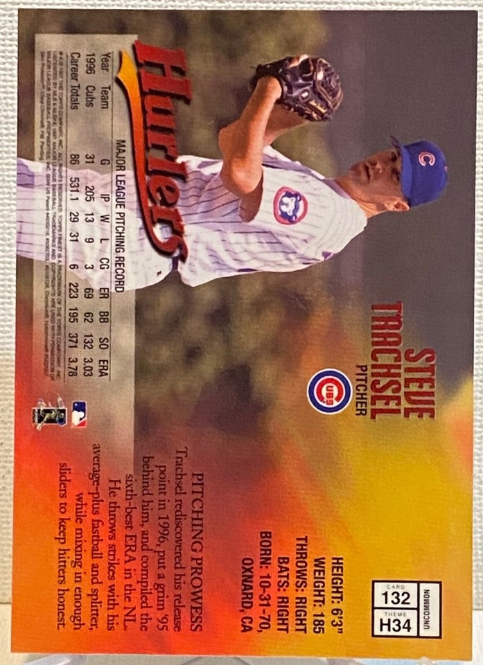 1997 Topps Finest Baseball Hurlers Uncommon Embossed #132 Steve ...