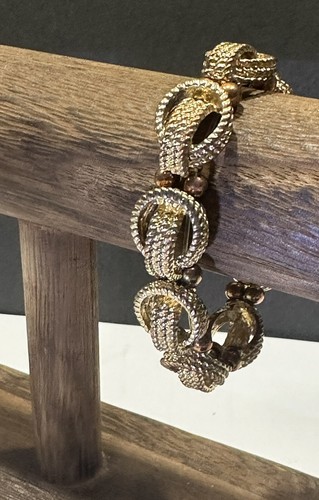 Gold Tone Chunky Textured Chain Knot Braided Link Bracelet - Stretch 7 ...