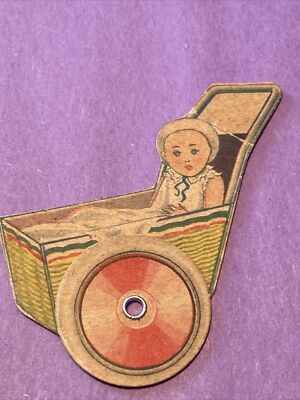 Vintage Cracker Jack Paper Prize Charm Baby in Carriage moving Wheel | eBay