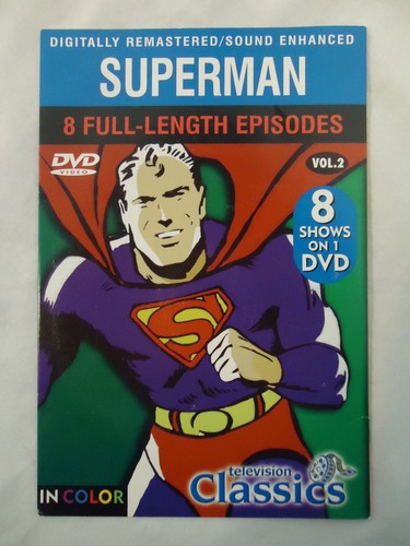 Superman 8 Full Length Episodes Vol #2 DVD 1940s Hollywood Television ...