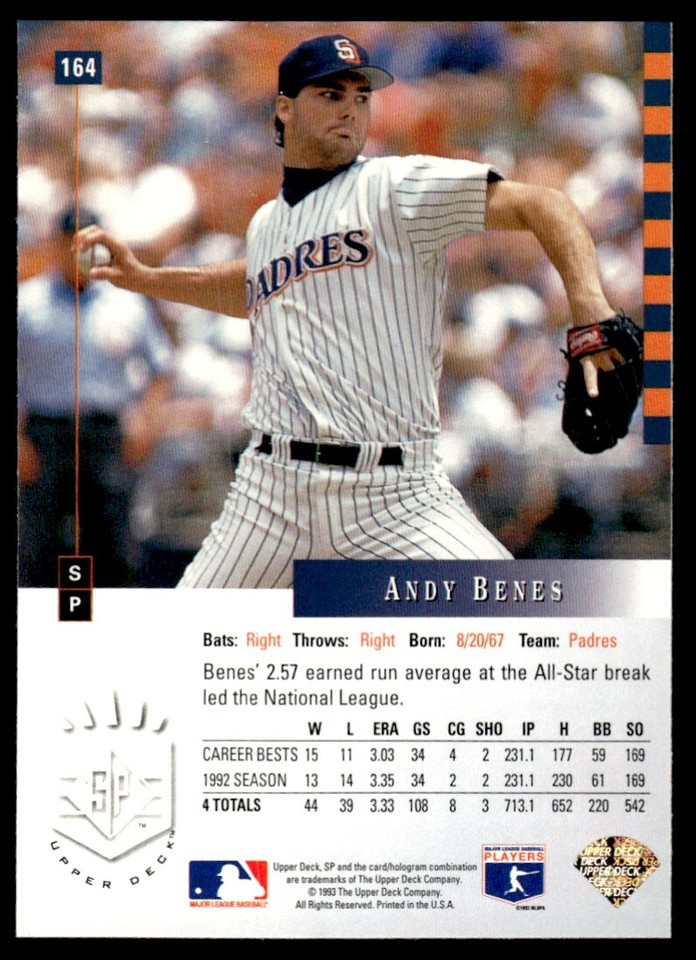 1993 SP #164 Andy Benes San Diego Padres | eBay