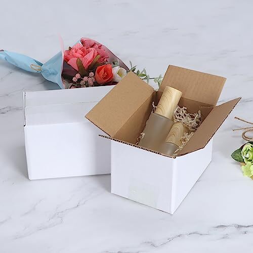 6x4x4 Shipping Boxes Set of 50 White Corrugated Cardboard Box for ...