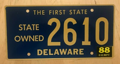 1988 EXEMPT DELAWARE LICENSE PLATE " 2610 " DE LOW NUMBER RARE TYPE | eBay