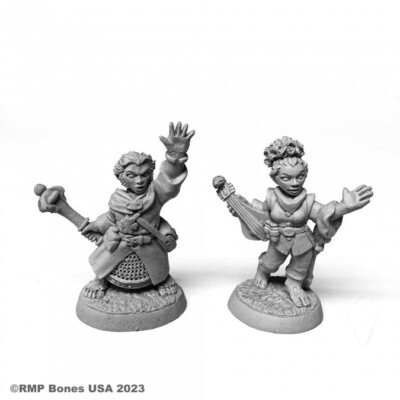 2 x HALFLING CLERIC & BARD - BONES REAPER figurine miniature hobbit ...