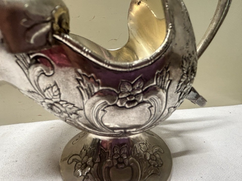 Vtg RAIMOND Victorian Silver Plate Floral Embossed Footed Sugar Scuttle ...