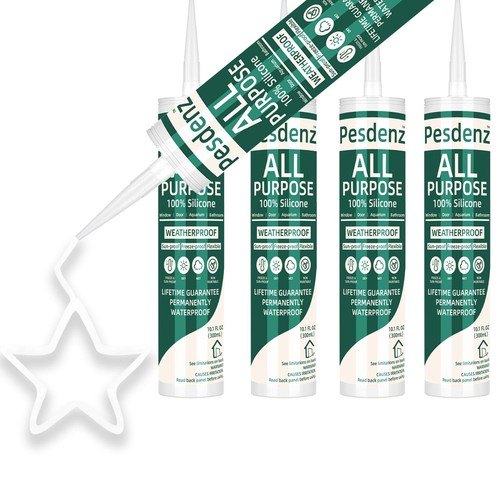 White Universal Silicone Caulk, 100% Silicone Sealant Outdoor ...