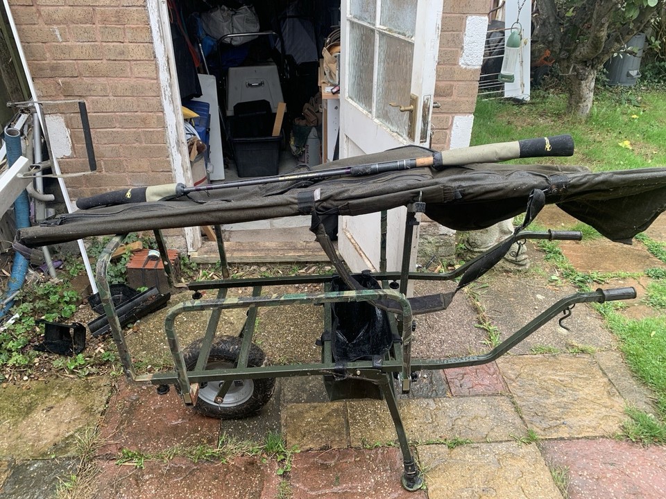 Carp Fishing Barrow with Big Plus Rod and Carry Bag | eBay UK