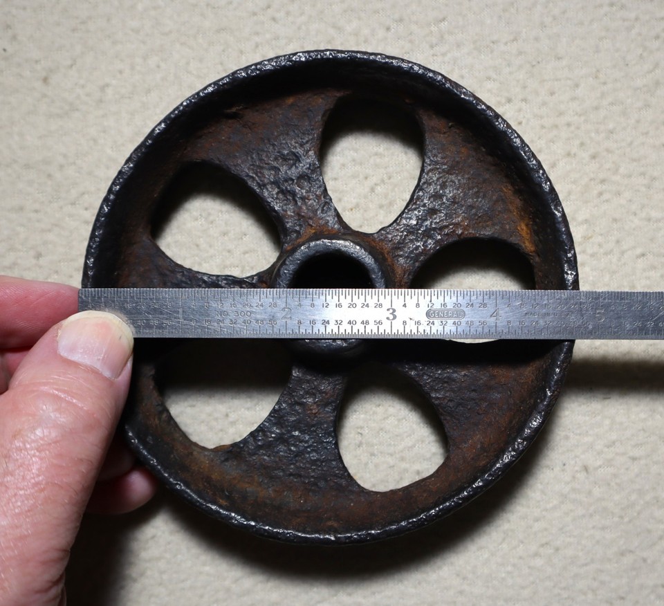 Cast Iron Flat Belt Pulley Wheel 4.75" Dia. Hit Miss Engine Repurpose ...