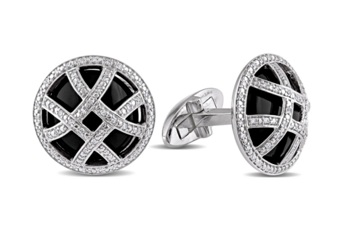 Amazing Round White And Black Onyx Gemstone Circular Checker Art Deco ...