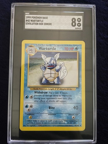 1999 Pokemon Base Wartortle #42 Evolution Box Error SGC 8 Near Mint ...