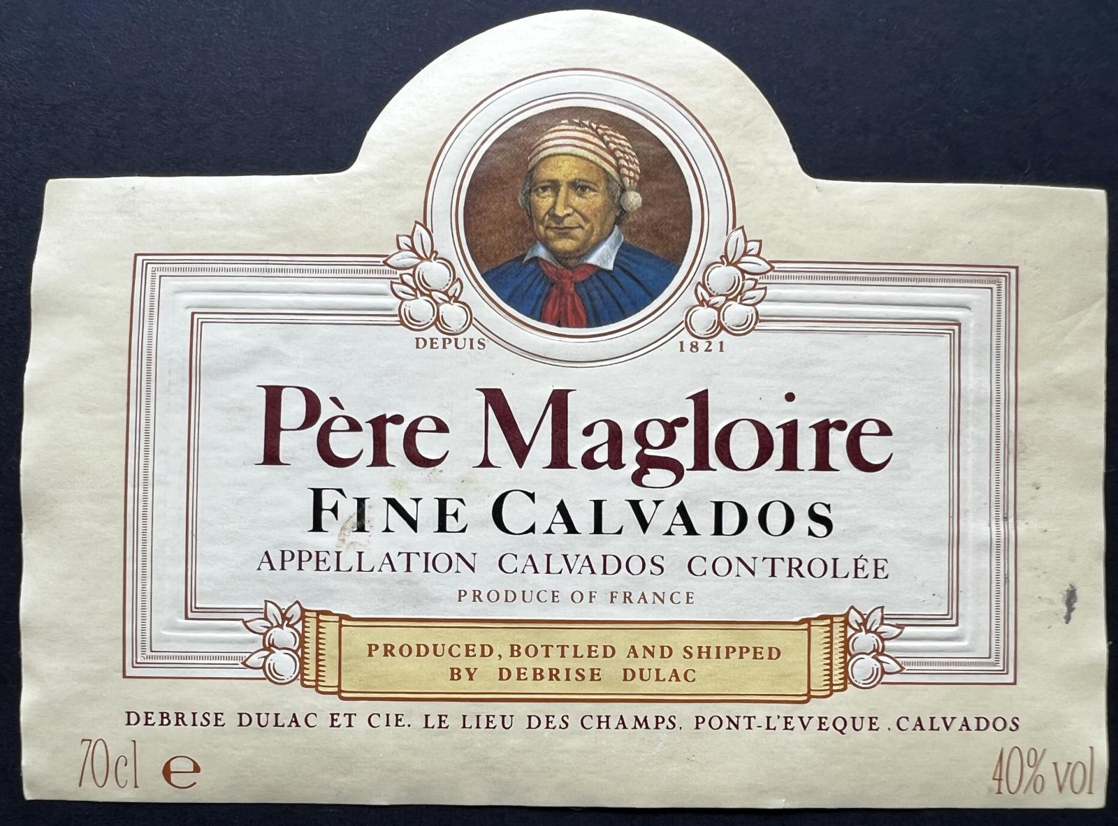 PÈRE MAGLOIRE CALVADOS VINTAGE LABEL 1960 ALCOHOL FRENCH LIQUOR DEBRISE ...