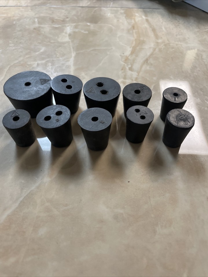Lot Of 10 Rubber Test tube Stoppers Tapered Random Size Holes Lab ...