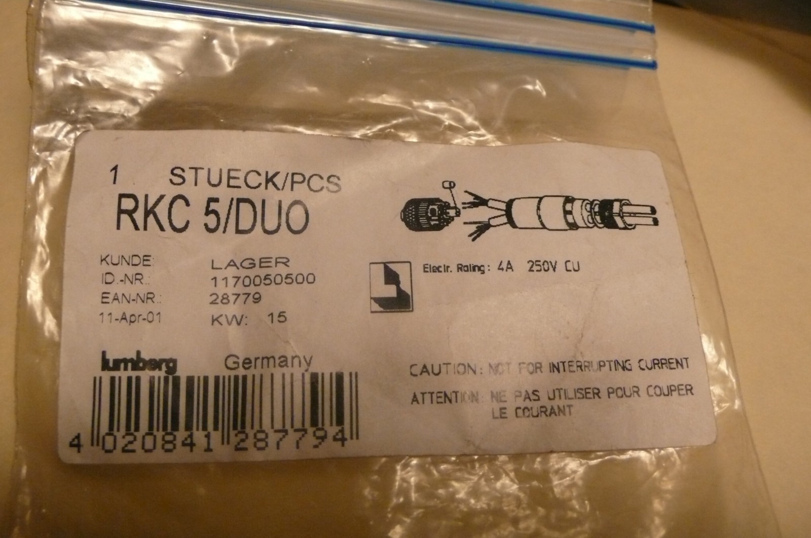 LUMBERG 12MM FEMALE W/5-PIN MICRO CONNECTOR RKC 5/DUO 18234 RKC5DUO for ...