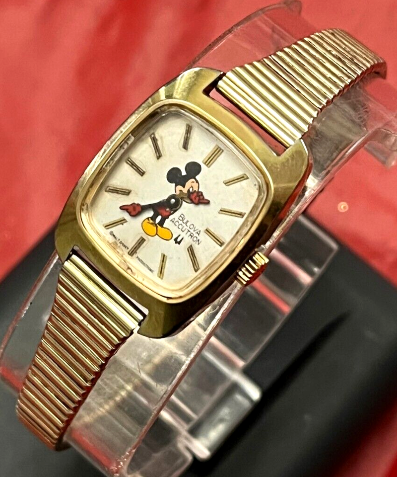 Bulova Accutron Ladies MICKEY MOUSE Watch (C) 1977 GOLD TONE | eBay