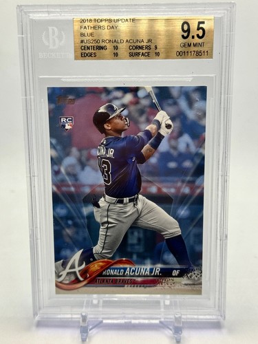 Ronald Acuna Jr. 2018 Topps Update Fathers Day Blue US250 /50 BGS 9.5 ...