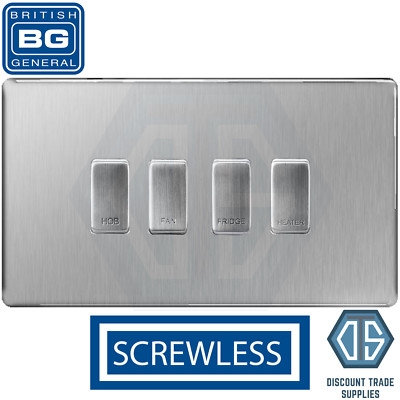 BG Brushed Steel Screwless Custom Grid Switch Panel Kitchen Appliance 4 ...