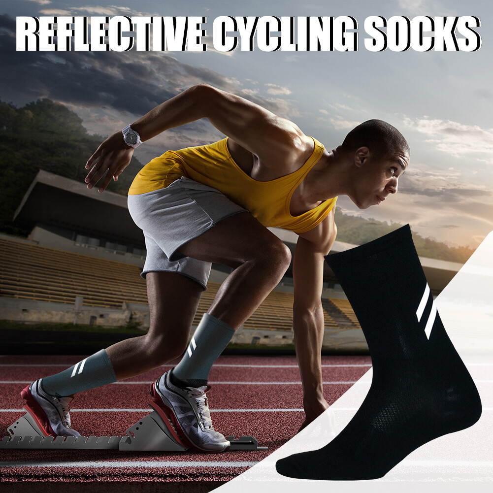 DH Reflective Cycling Socks Bicycle Sport Fitness Night Riding Sock ...