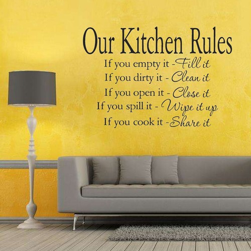 Kitchen Rules Words PVC Wall Paste Mural Art Sticker for Bedroom Living ...