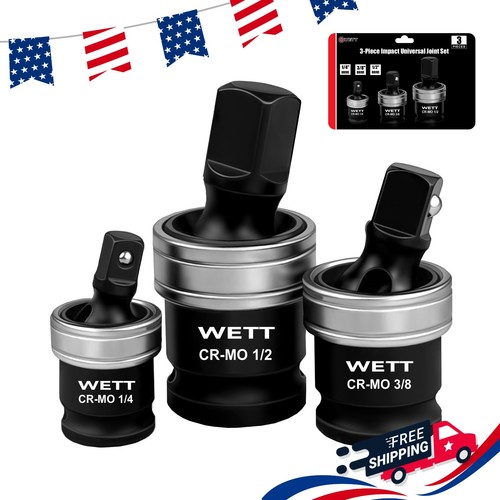 3-Piece Socket Swivel Adapter Set Impact Universal Joint Set 1/2", 3/8 ...